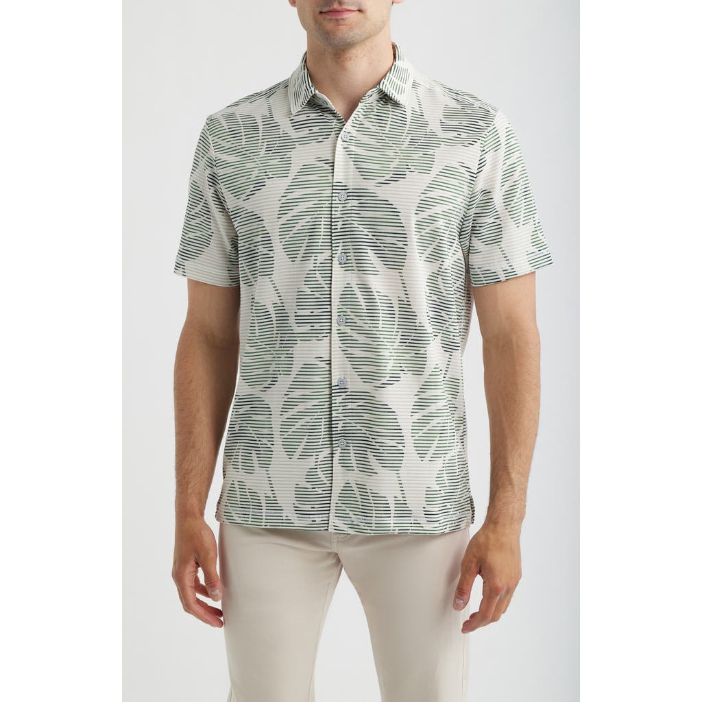 TOMMY BAHAMA costa wave monstera mash seersucker stripe islandzone® short sleeve button-up shirt